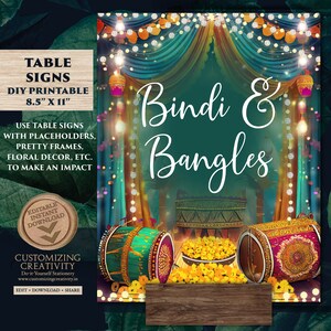 Bindi Bar Signs Mehndi Decor, Bangle Station Signs as Indian Wedding ...