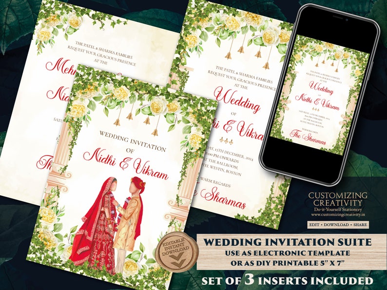 Hindu Wedding Invitation & Indian Wedding Invite Hindu - Etsy