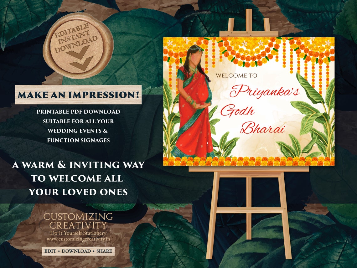 Buy Godh Bharai Sign & Godh Bharai Welcome Sign Hindu Baby Shower ...