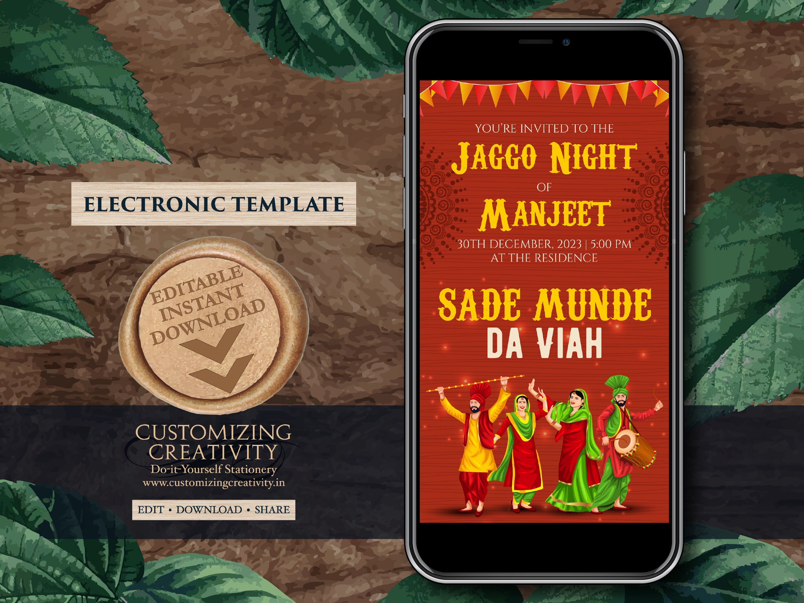 Jaggo Invite as Punjabi Invitations Digital Jaggo Card & Jago - Etsy ...