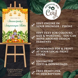 Satyanarayan Katha Sign Indian Puja Welcome Sign, Satyanarayan Puja ...