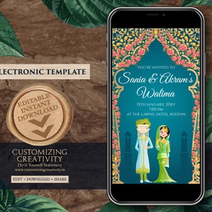 Digital Walima Invitations Muslim Wedding Cards, Digital Muslim ...