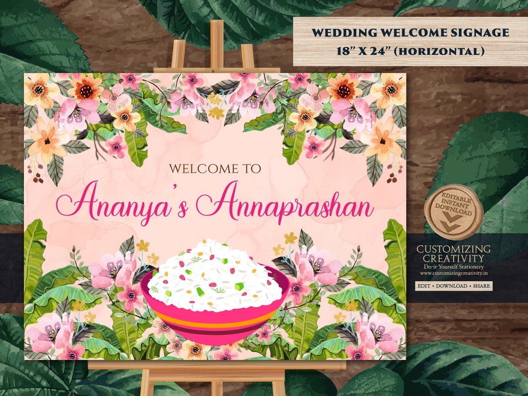 Annaprasana Welcome Sign Rice Ceremony Sign, Annaprasan Sign & First ...