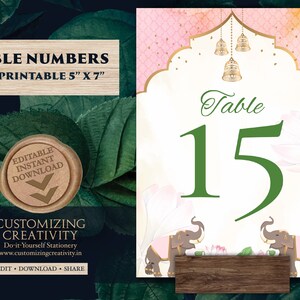 Elephant Table Numbers Indian & Elephant Table Cards Pink, Hindu Table ...