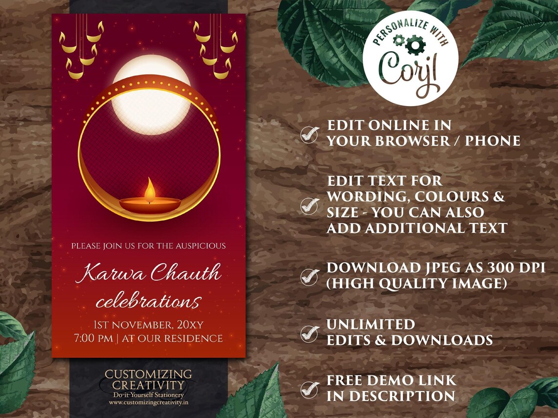 Digital Karwa Chauth Invitation Template: Ethnic Fusion Design (digital ...