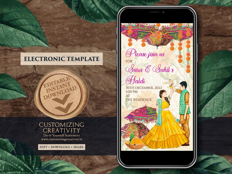 Haldi Invitations & Pithi Invites Haldi Invite Card as Pithi - Etsy