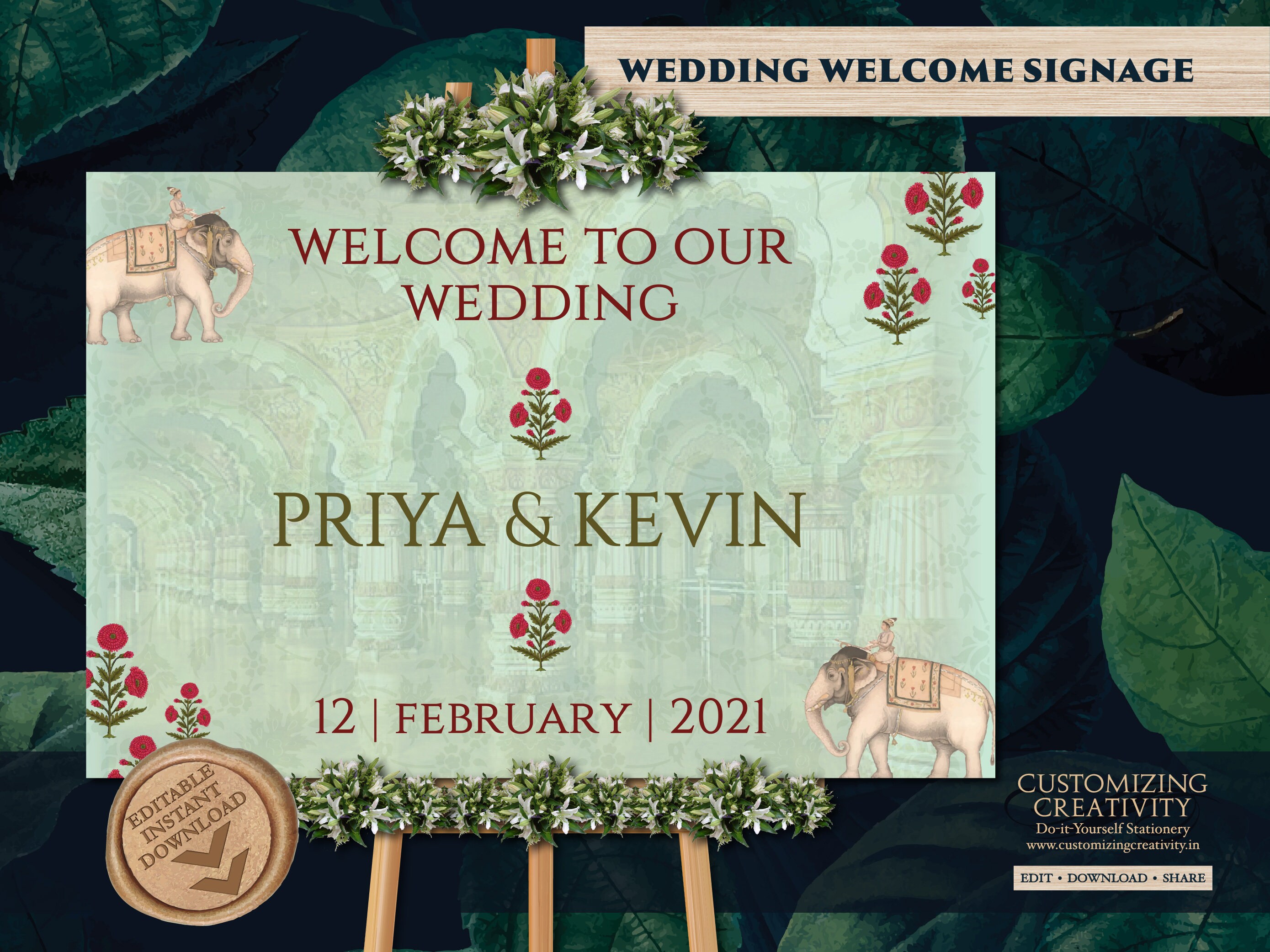 Elephant Welcome sign as Hindu Wedding signage Indian Welcome | Etsy