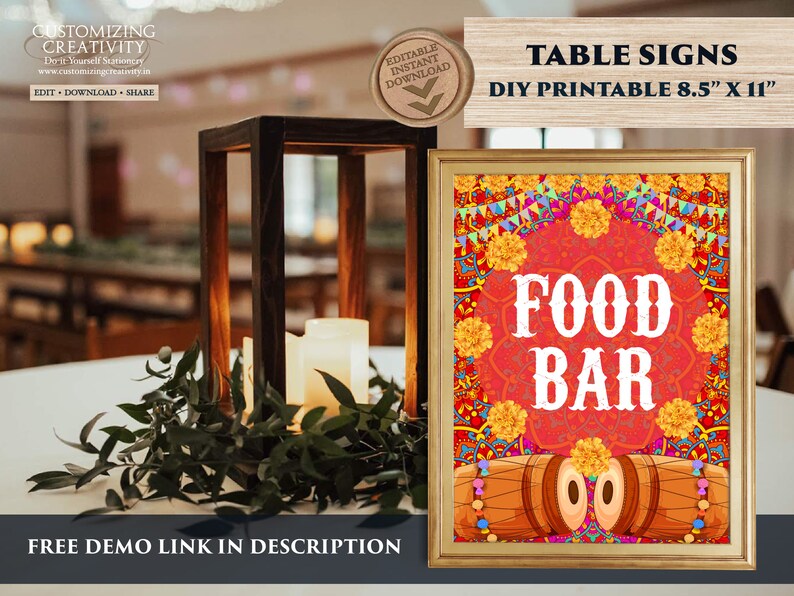 Food Station Signs Indian Wedding Decor Indian Food Signs - Etsy