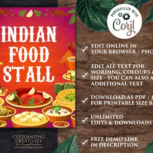 Wedding Food Stall Sign Indian Wedding Decor, Indian Food Station Decor ...