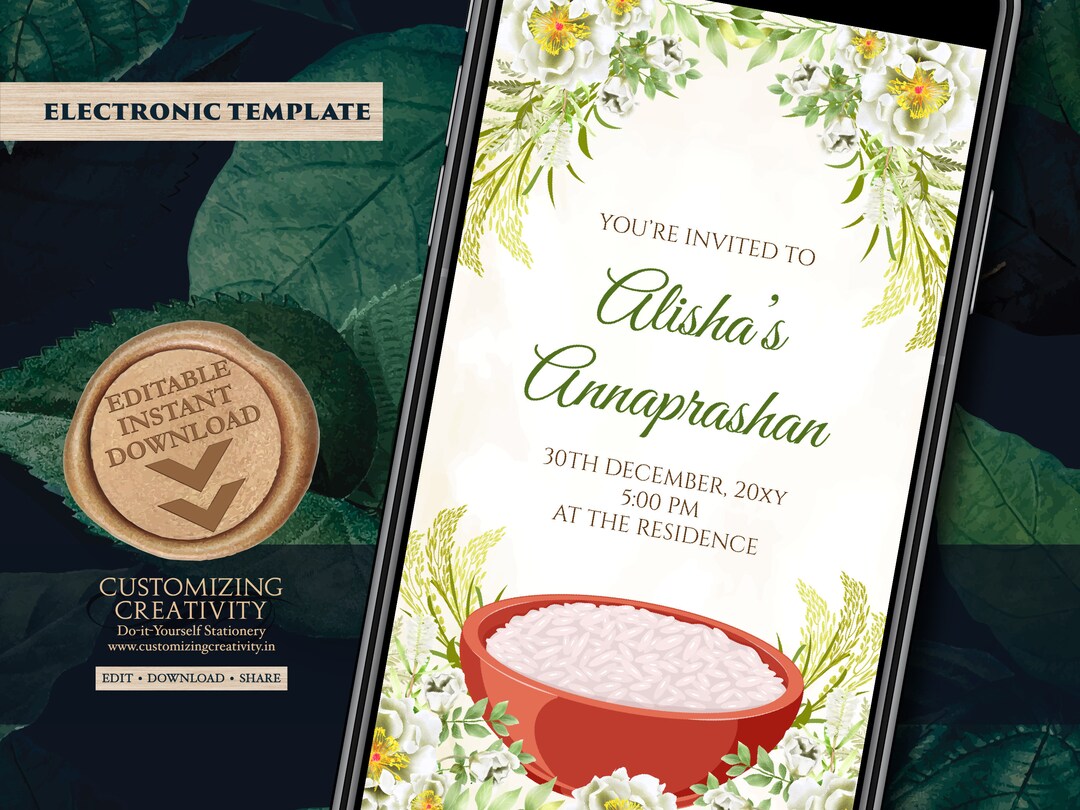 Annaprashana Ceremony Card & Annaprasan Invitations, Annaprashan ...