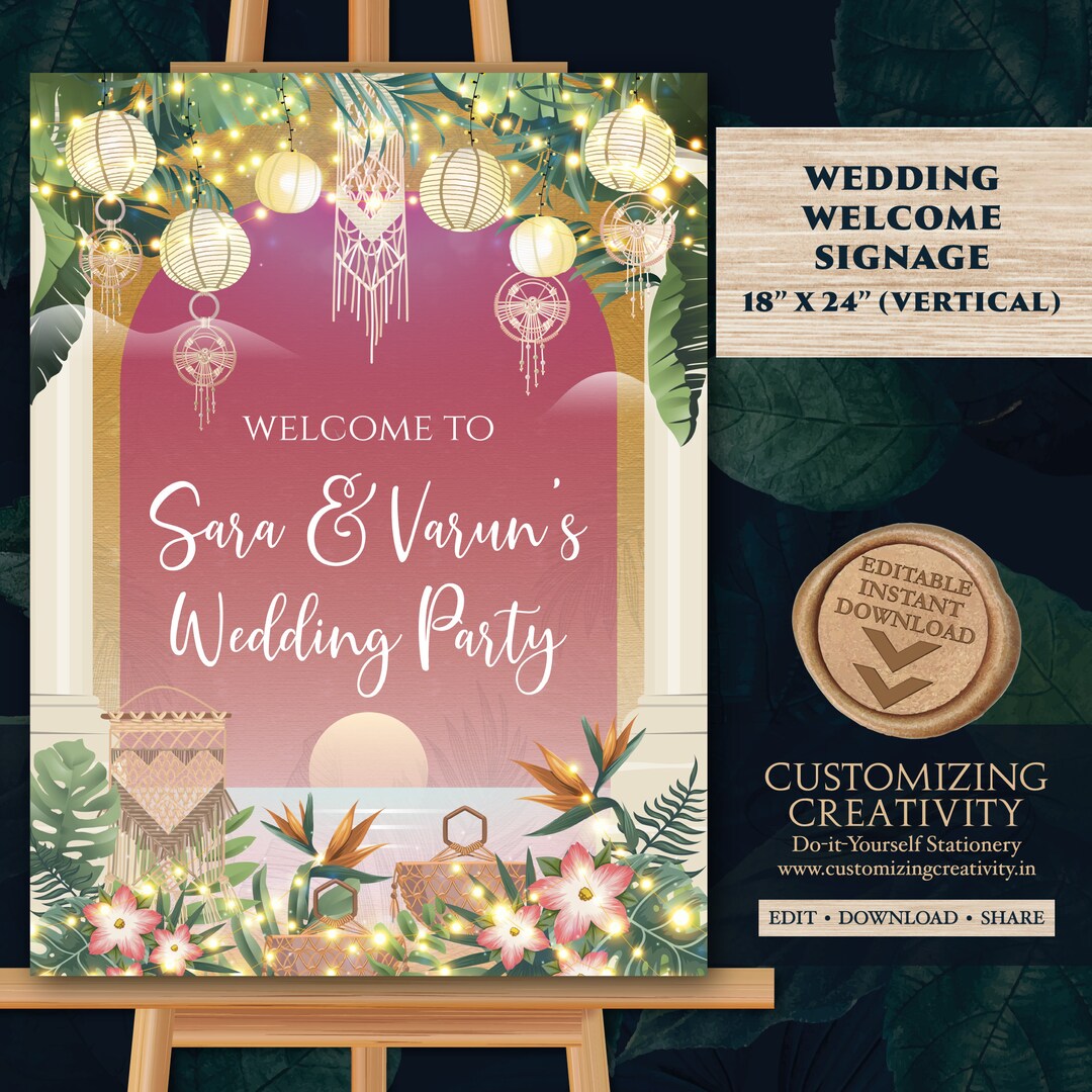 Indian Wedding Party Welcome Sign as Indian Party Signs, Indian ...