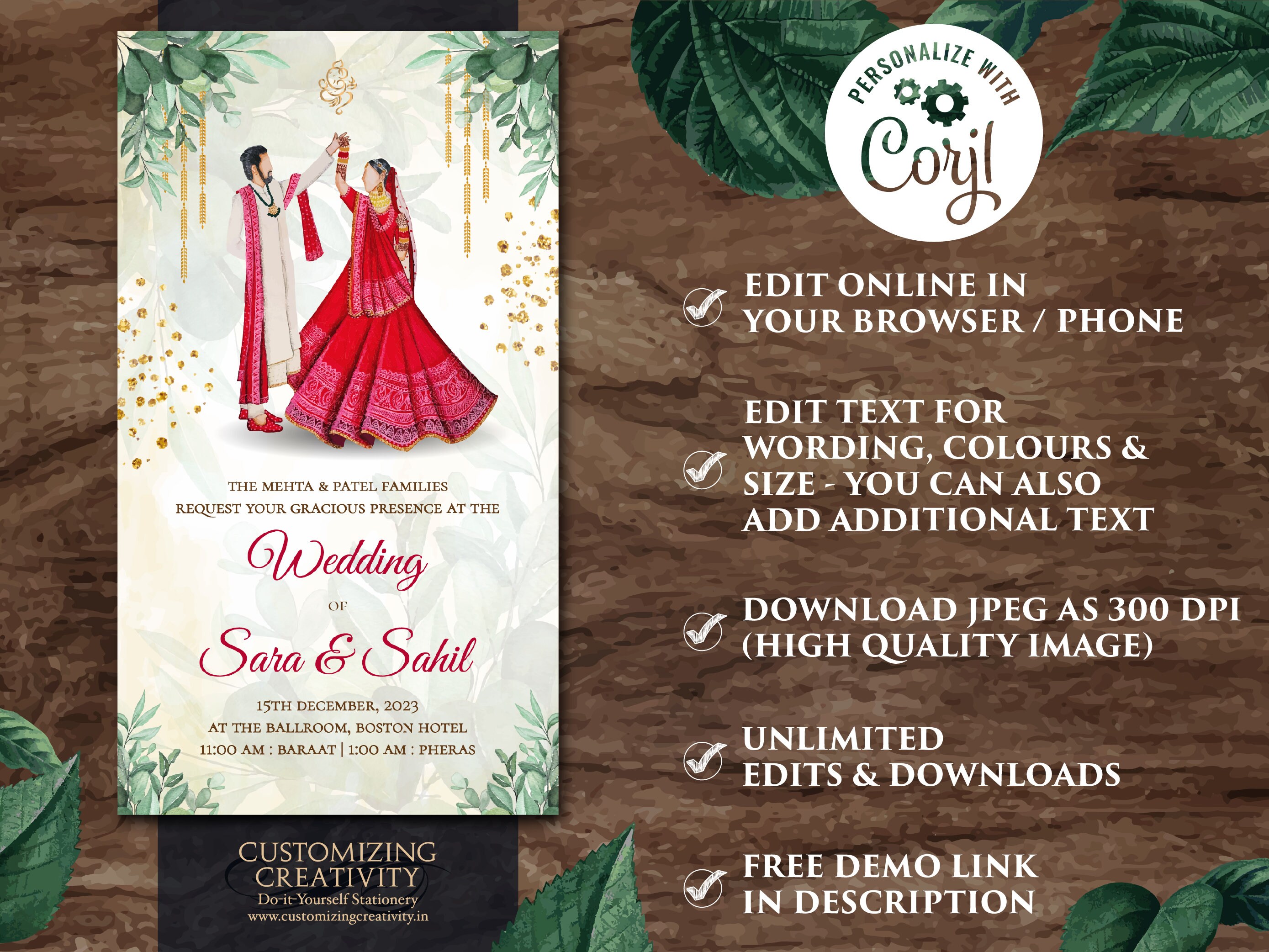 Hindu Invitations as Hindu Wedding Invites Indian Wedding - Etsy UK