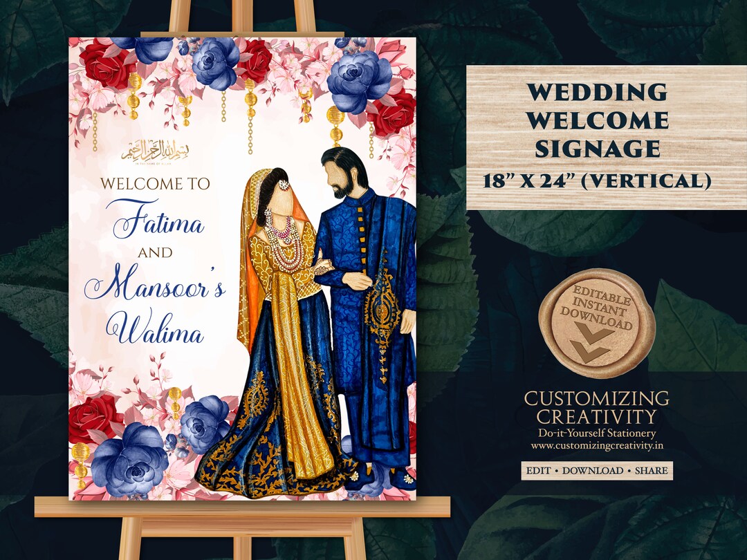 Muslim Wedding Signs as Muslim Walima Signs, Muslim Welcome Sign Walima ...