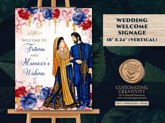 Muslim Wedding Signs as Muslim Walima Signs Muslim Welcome | Etsy