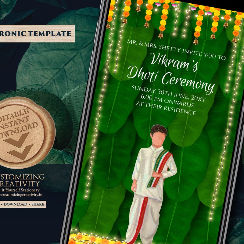 Dhoti Function Invitation - Etsy