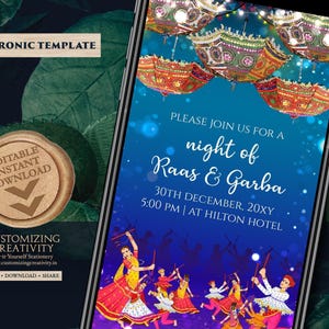 Raas Garba Night Invites Digital Dandiya Invitation, Wedding Raas Garba ...