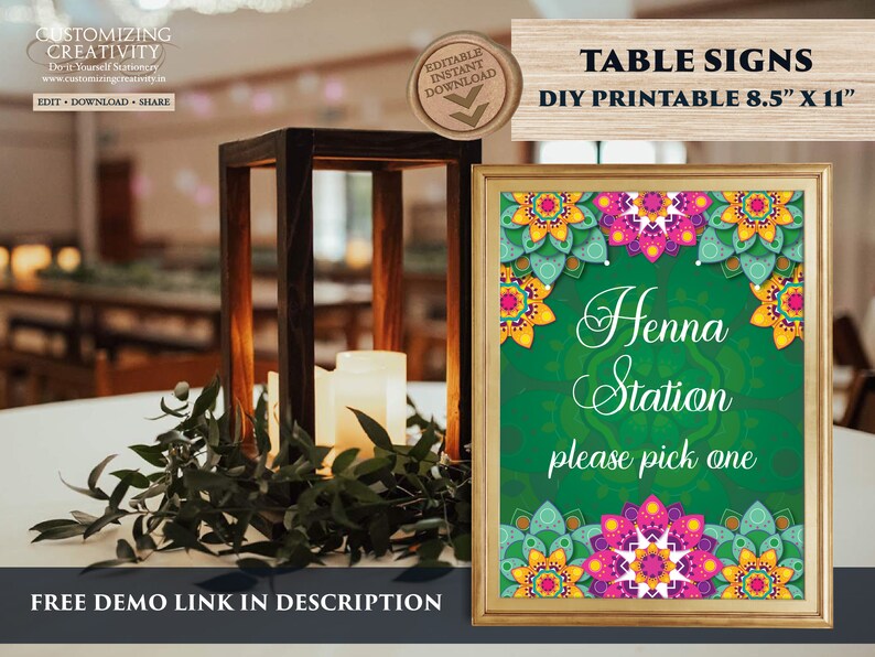 Indian Wedding Decor Henna Station Sign Mehndi Decoration & - Etsy
