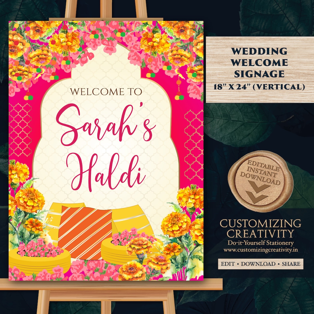 Wedding Haldi Posters & Haldi Welcome Signs, Haldi Welcome Board as ...