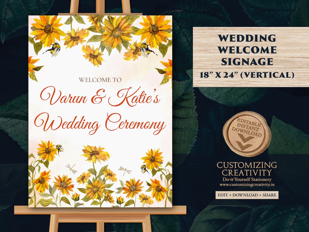 Sunflower Welcome Signs as Sunflower Wedding Sign Sunflower - Etsy