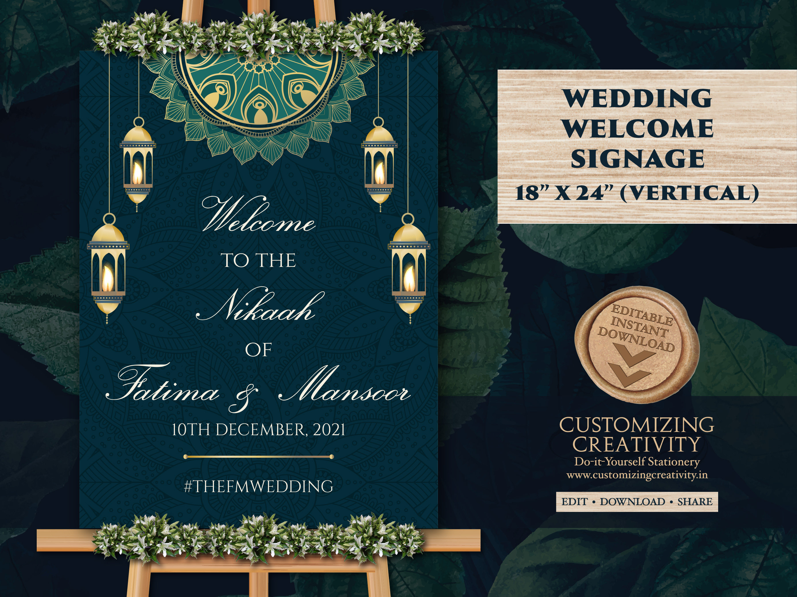Muslim Wedding Welcome Sign Navy Blue as Mehndi Welcome Sign | Etsy