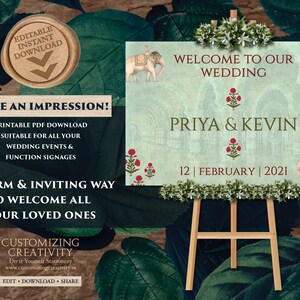 Elephant Welcome Sign as Hindu Wedding Signage, Indian Welcome Signs as ...