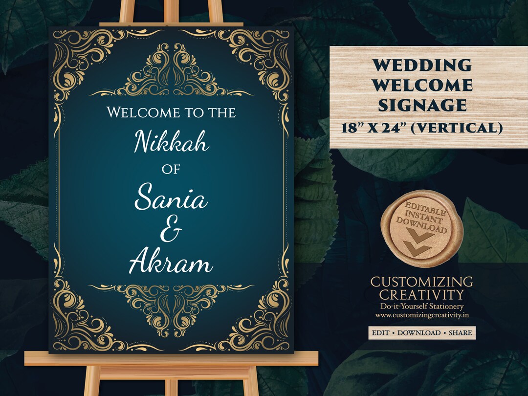 Muslim Wedding Welcome Sign Nikah Welcome Sign, Nikkah Welcome Sign ...