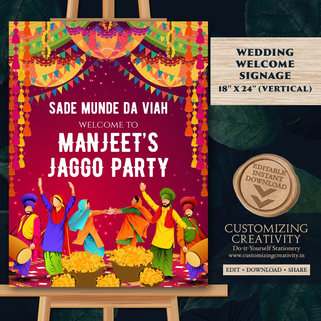 Jaggo Welcome Sign Sade Munde Da Viah Wala Ghar, Sadi Kuri Da Viah as ...