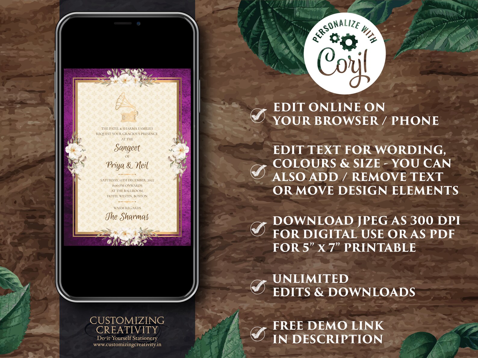 Indian Invitation Digital Wedding Card & Indian Invite | Etsy India