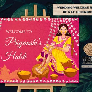 Gaye Holud Welcome Sign Haldi Decor, Haldi Welcome Sign & Pithi Welcome ...