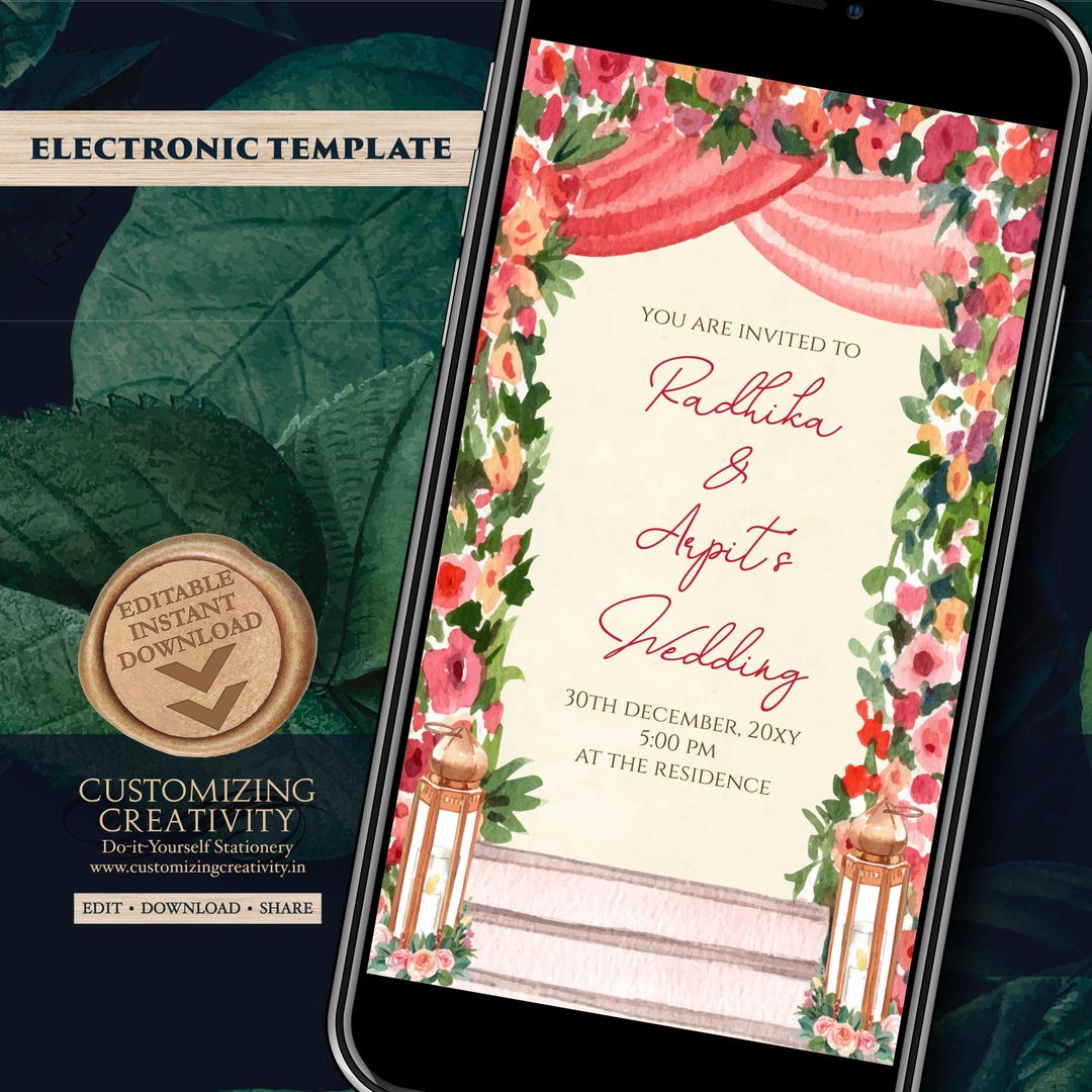 Digital Hindu Invitation Indian Wedding Cards, Indian Wedding Invite ...