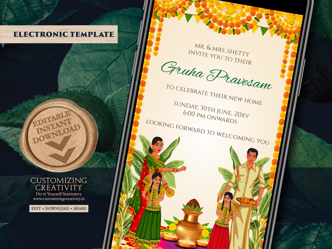 Gruhapravesam Invite Digital House Warming Invitation, Griha Pravesh ...