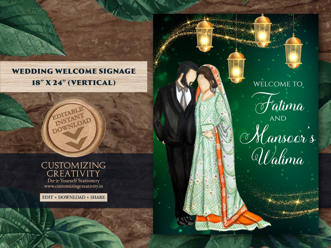 Muslim Wedding Sign & Muslim Walima Signs Muslim Welcome Sign | Etsy