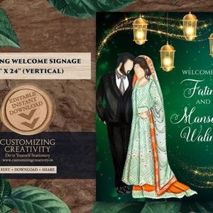Muslim Wedding Sign & Muslim Walima Signs, Muslim Welcome Sign Walima ...