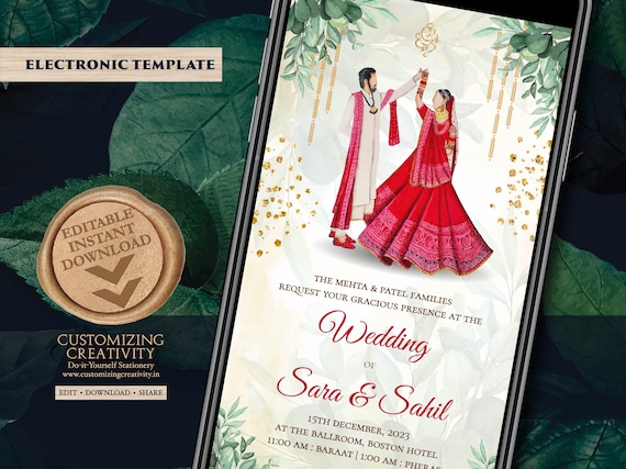 Hindu Invitations as Hindu Wedding Invites Indian Wedding - Etsy