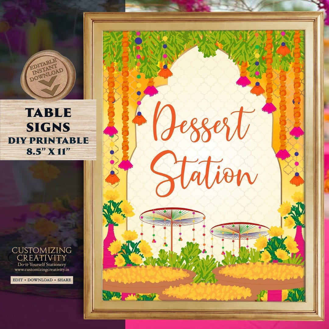 Desi Food Station Sign Indian Food Stall Sign, Food Signs for Indian ...