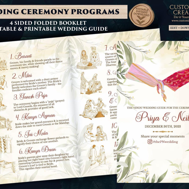 Hindu Wedding Program - Etsy