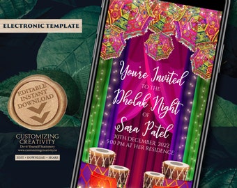 Dholki Invite Digital as Dholak Night Invitation Muslim - Etsy UK