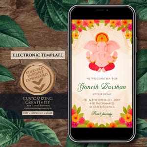 Ganesh Chaturthi Invitations Ganpati Invites, Ganesh Darshan Card as ...