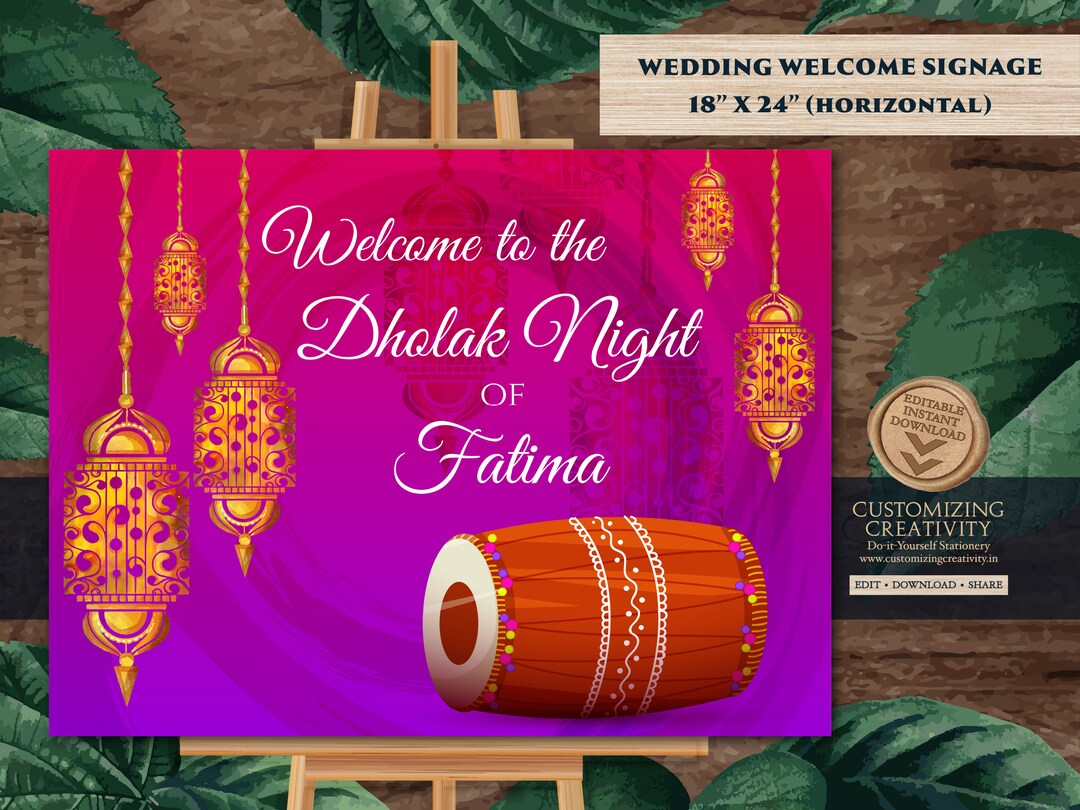 Dholak Night Signs as Welcome Dholki Signs Muslim, Dholak Welcome Signs ...