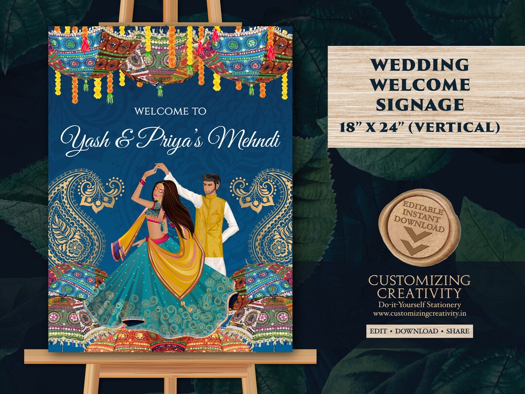 Mehndi Signs as Mendhi Welcome Sign, Mehendi Decor Mehndi Welcome Sign ...