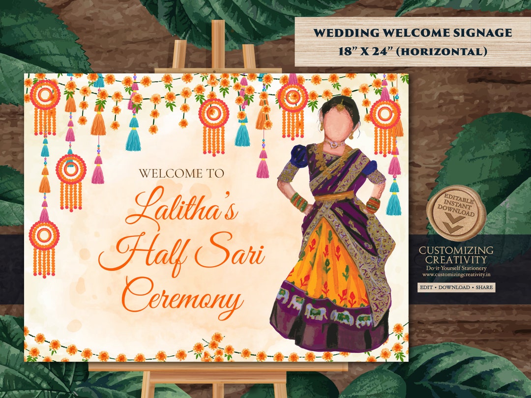 Half Saree Signs as Saree Welcome Signs, Half Saree Ceremony Sign as ...