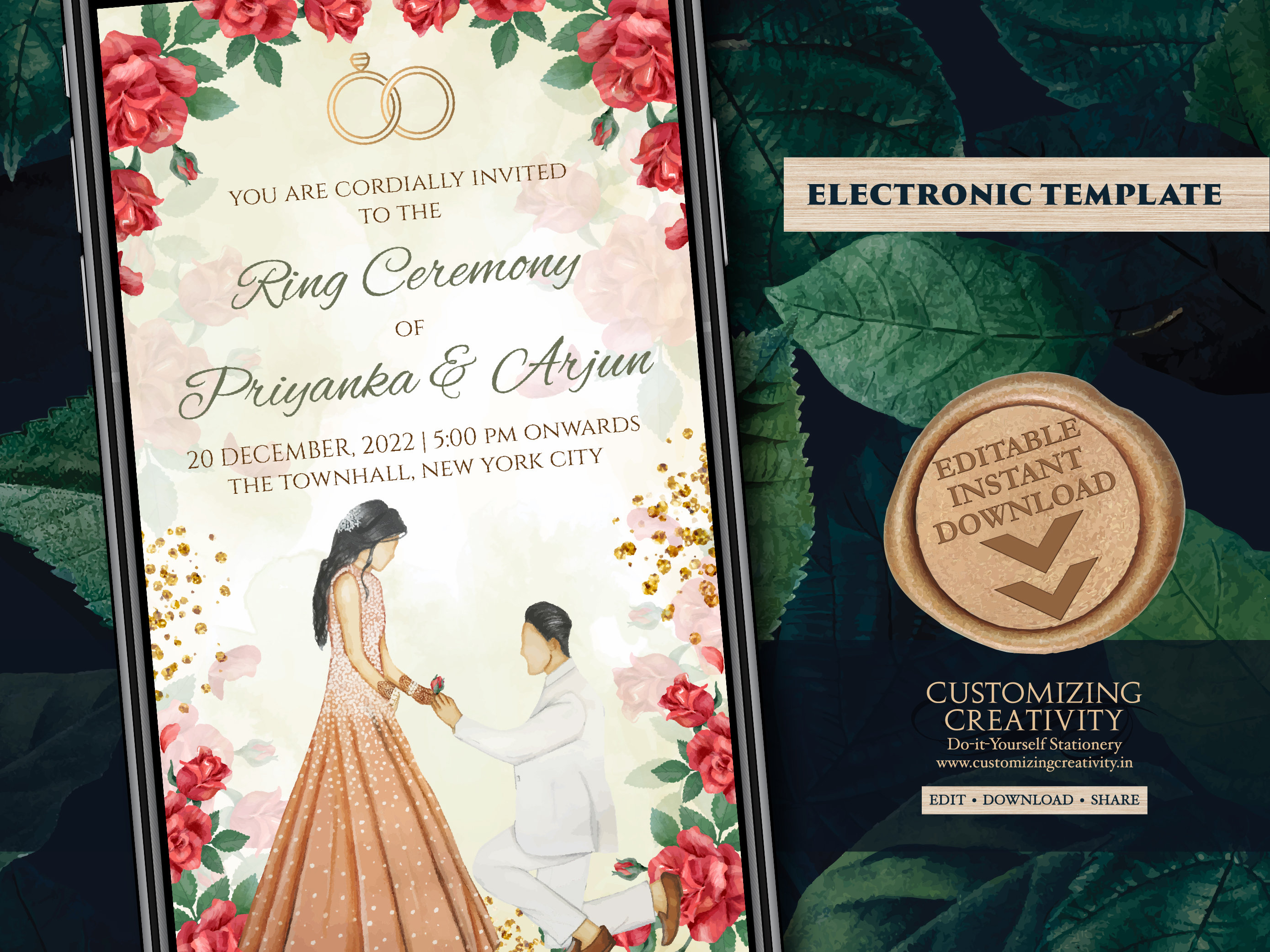 Hindu Engagement Ceremony Invitation