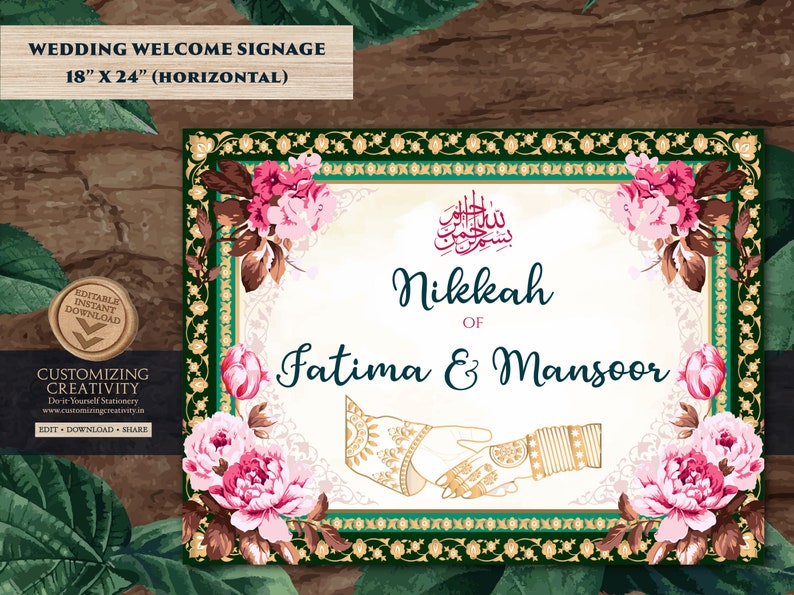 Muslim Wedding Sign as Nikah Welcome Sign Muslim Welcome Sign - Etsy