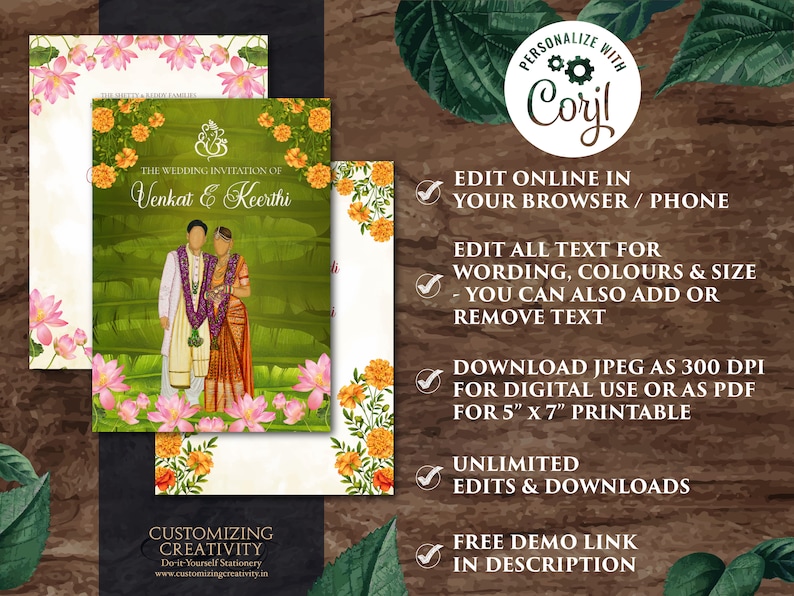 Telugu Wedding Cards & Telugu Wedding Invitation South Indian - Etsy