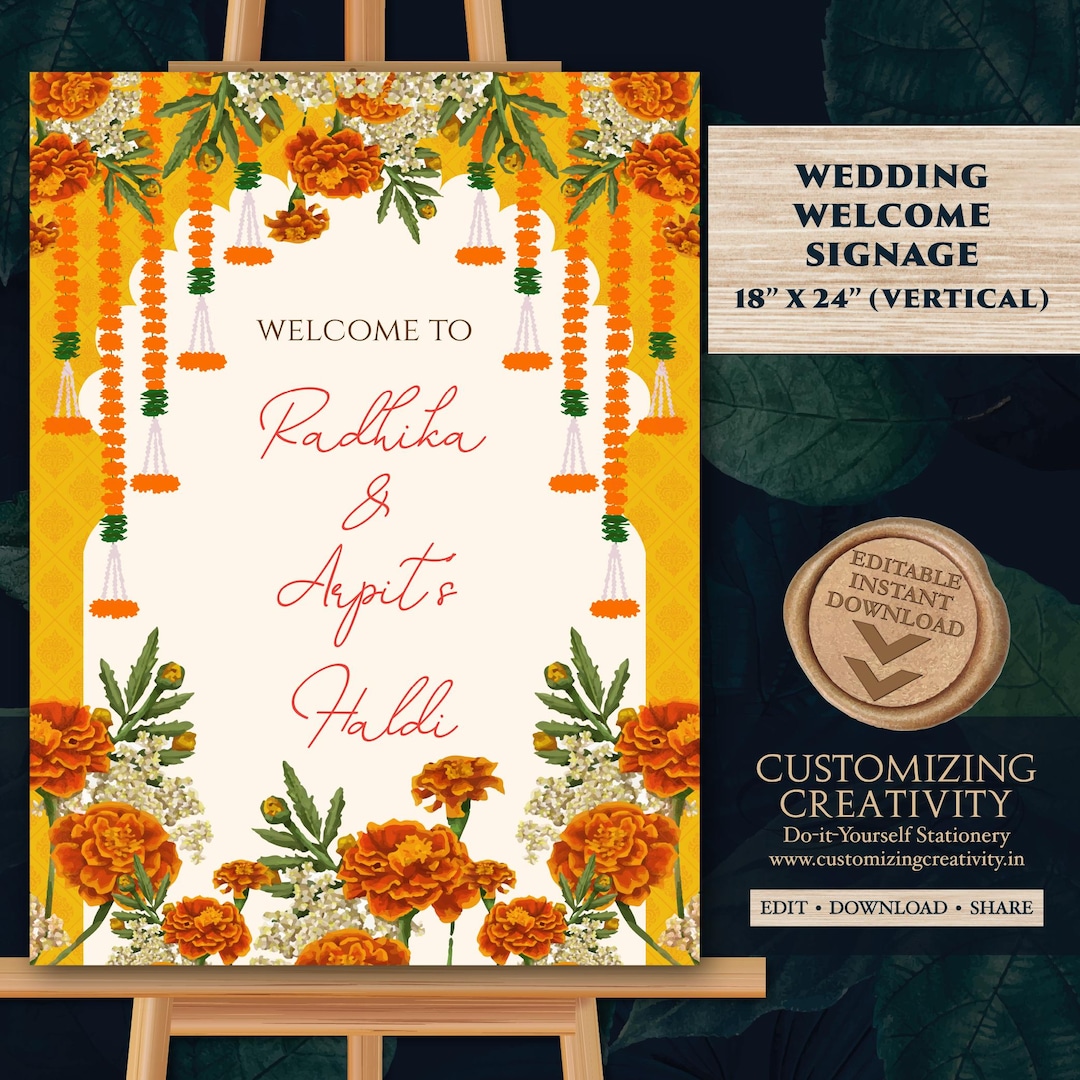 Haldi Welcome Sign & Haldi Decor as Haldi Posters, Welcome to Haldi ...