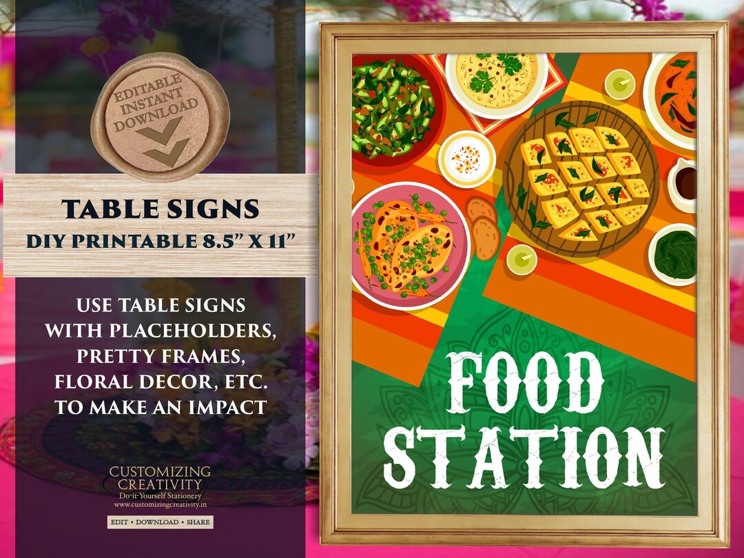 Desi Food Station Sign Indian Wedding Decor, Mehndi Station Decor as ...