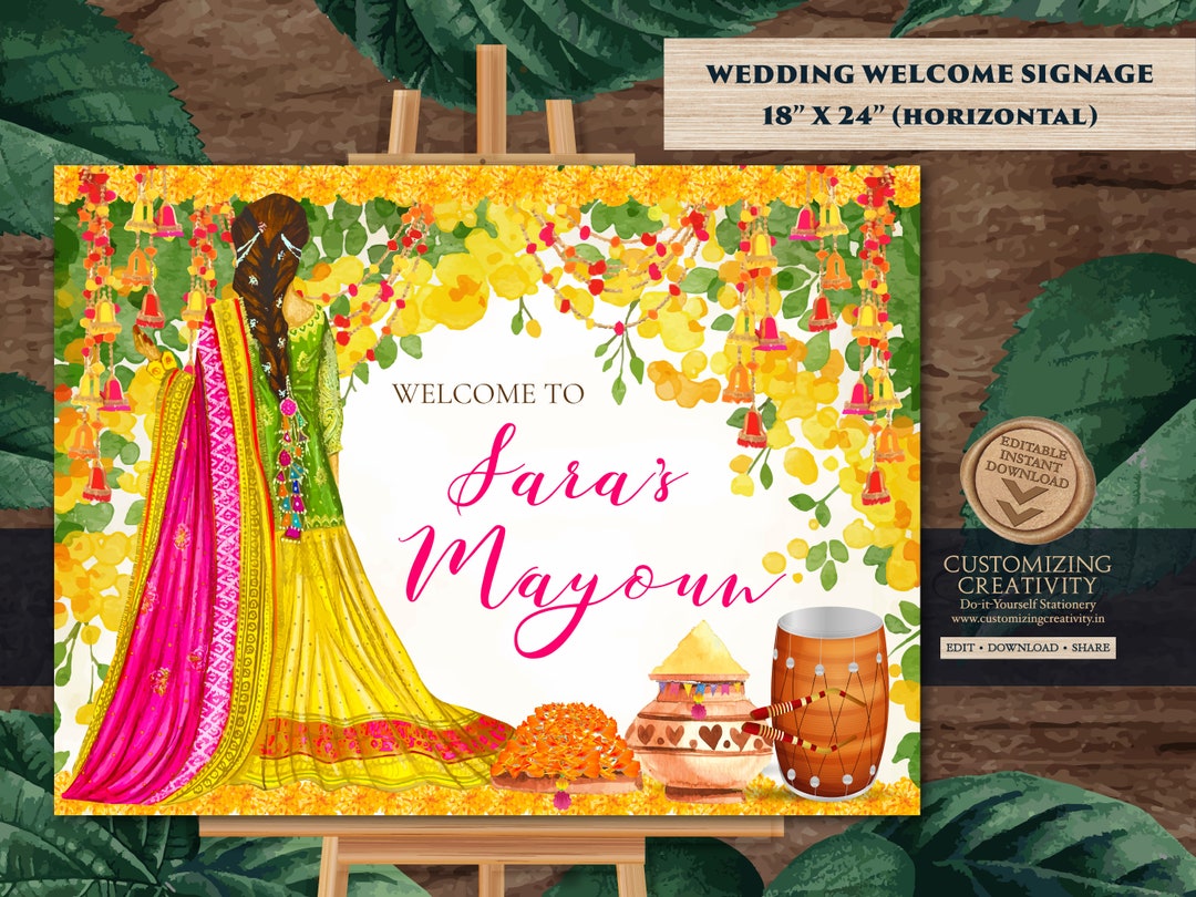 Mayoun Welcome Signs as Haldi Welcome Sign, Mayoun Signs as Mayoun ...