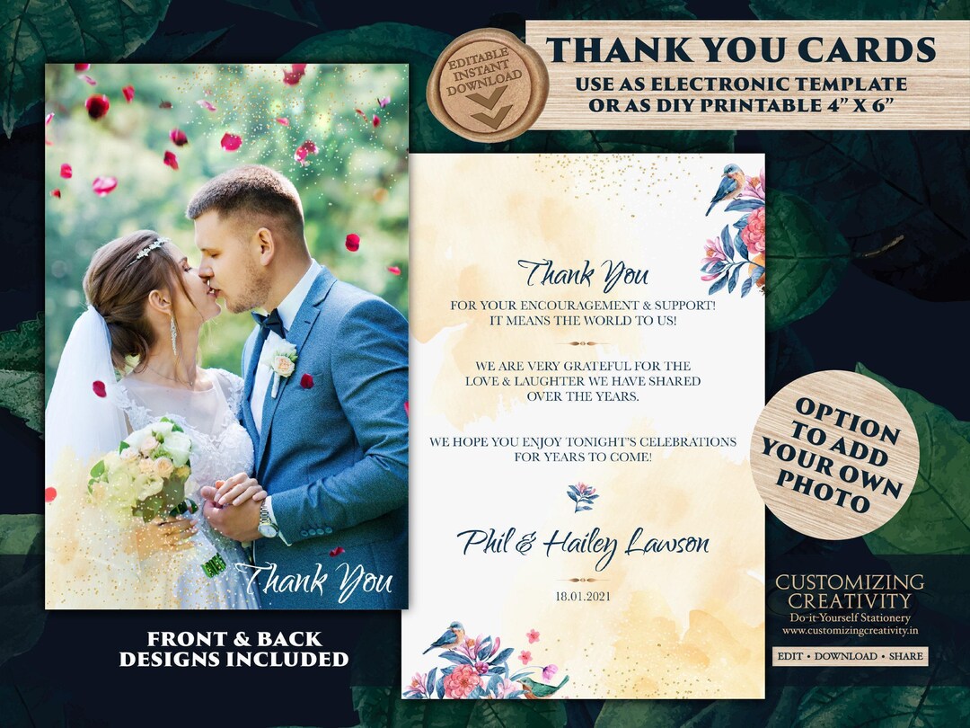 Indian Thank You Cards With Photo as Royal Wedding Photo Thank You ...