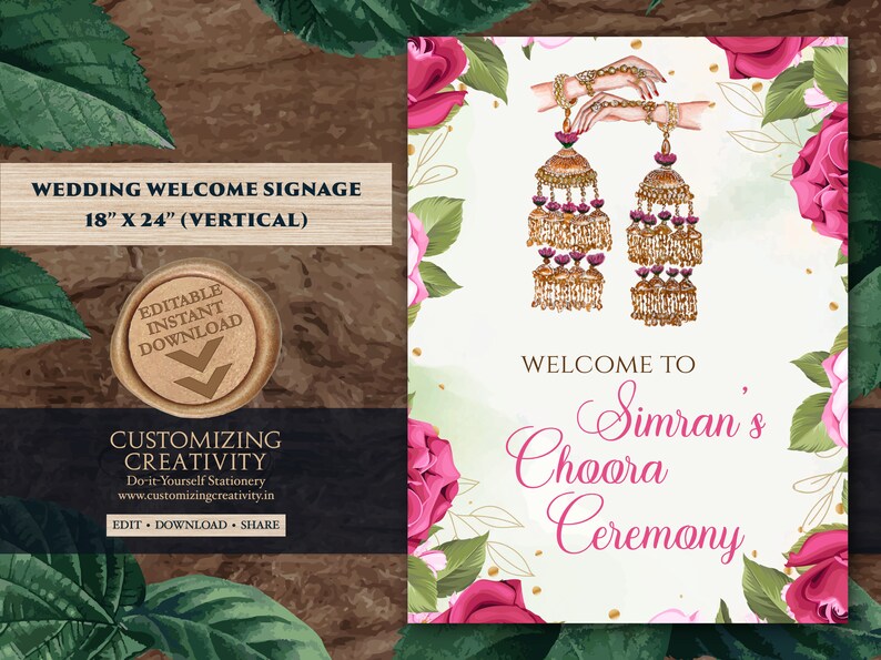 Chura Signs Choora Ceremony & Choora Signs Choora Welcome | Etsy UK