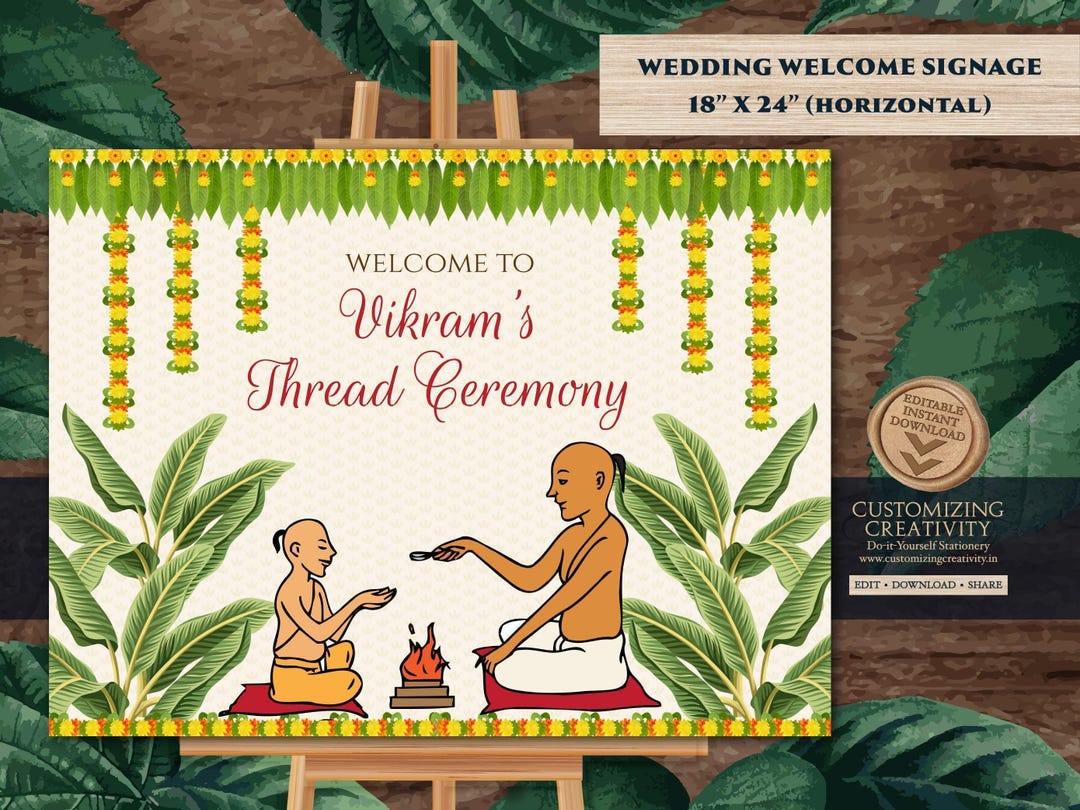 Upanayanam Welcome Sign: Thread Ceremony Decor (digital Download) - Etsy UK